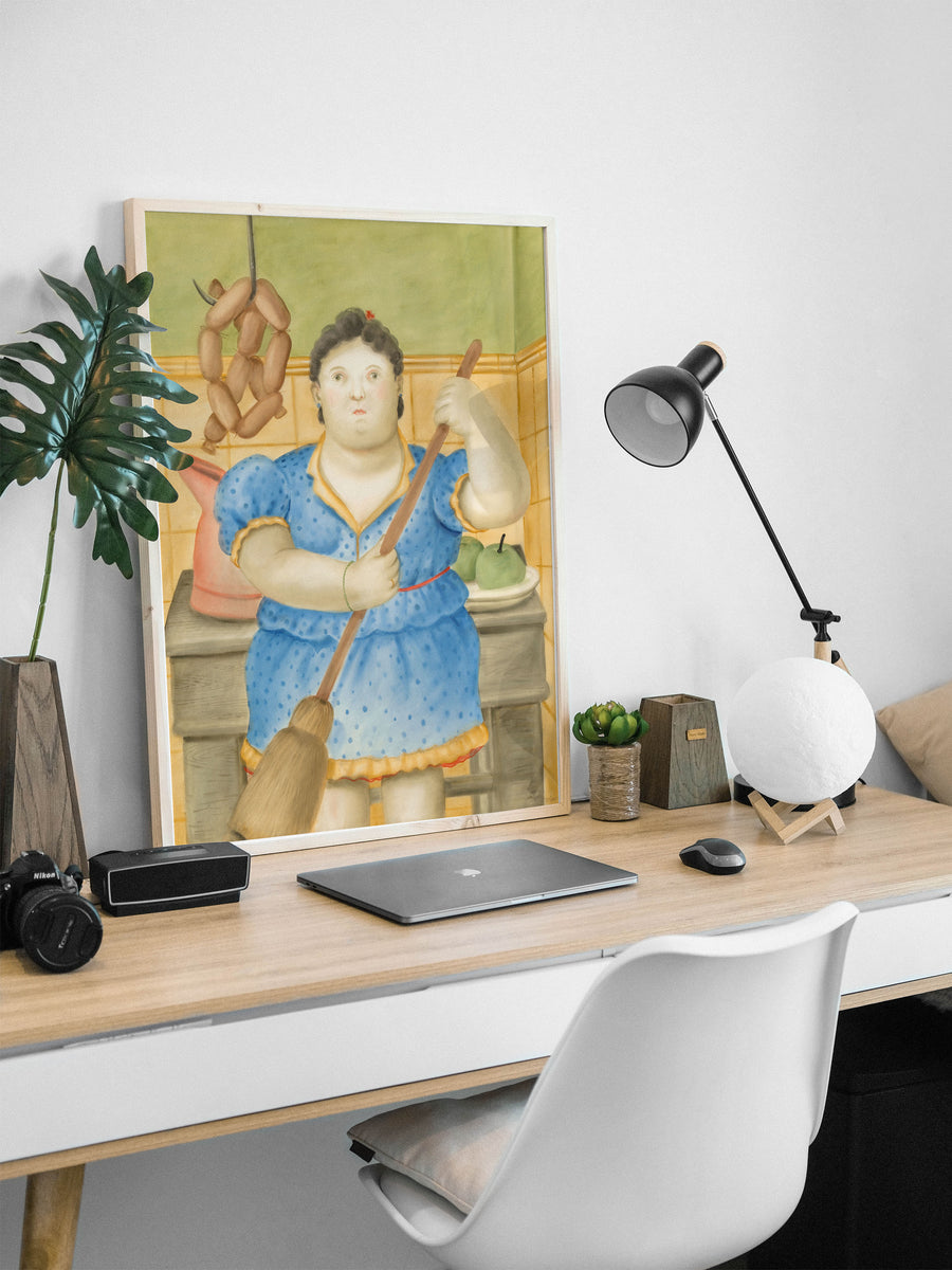 Woman in the Kitchen - Fernando Botero - Modern Art Print– Onyx Art House